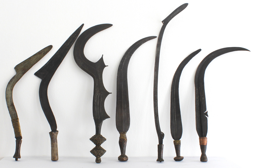 A group of 7 large African tribal weapons, various origins, 19/20th C ...